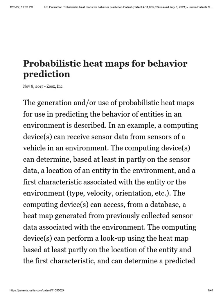 0b - US Patent For Probabilistic Heat Maps For Behavior Prediction ...