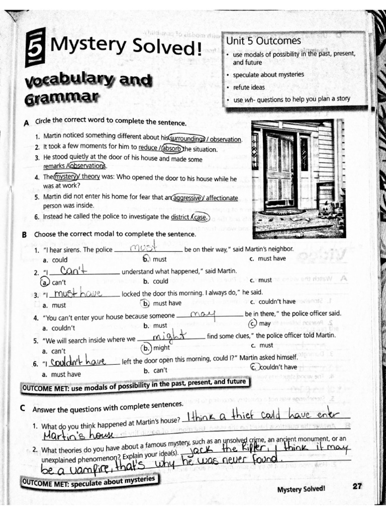 Work Book Unit 5 Institute | PDF