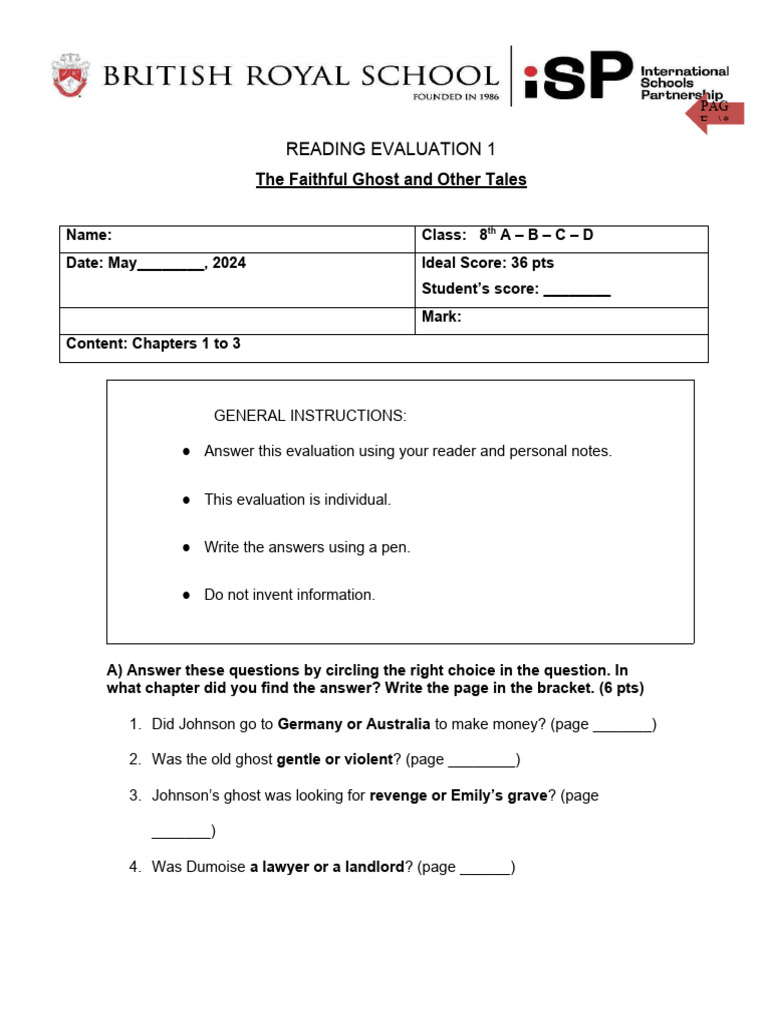 Worksheet For Printing Chapters 1 To 3 | PDF
