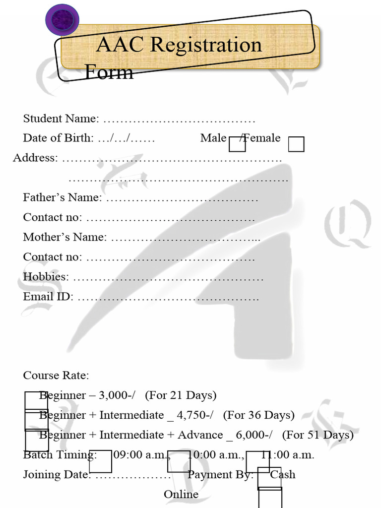 AAC Registration Form | PDF