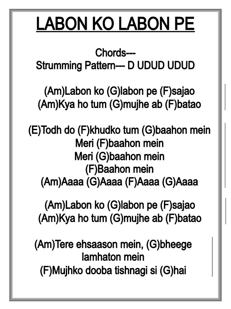 Labon Ko Labon Pe - Guitar Notes | PDF