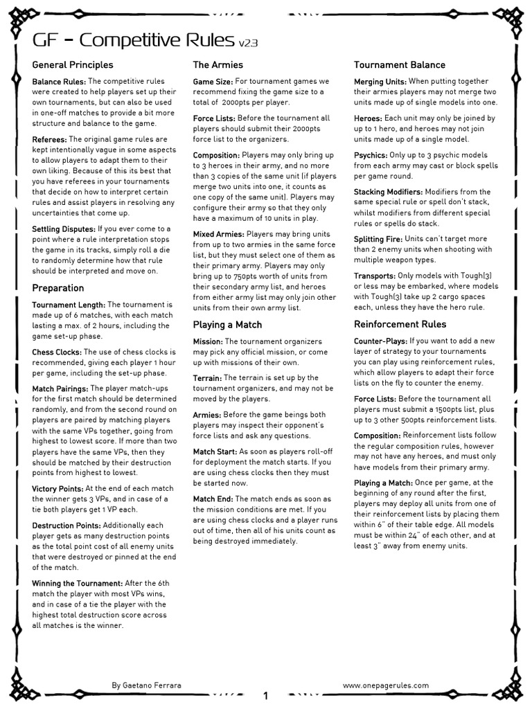 GF - Competitive Rules v2.3 | PDF | Sports | Gaming