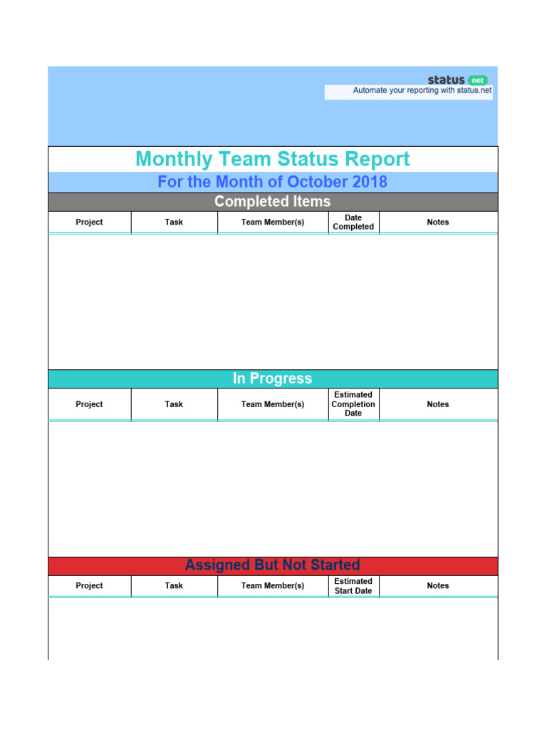 Team Status Report Template | PDF | Computers