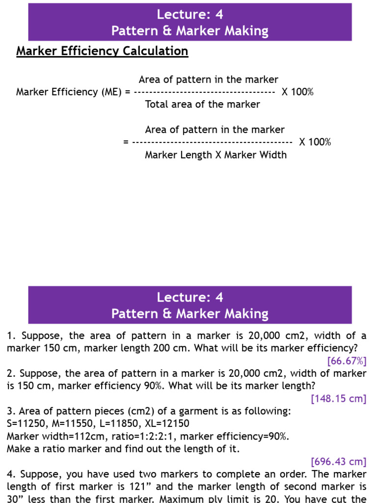 Pattern & Marker Making - Math | PDF | Yard | Area