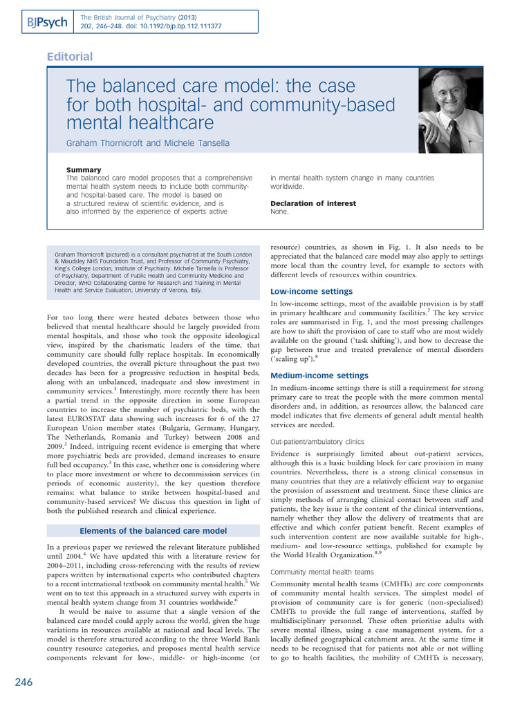 Thornicroft and Tansella - The Balanced Care Model - 13 | PDF | Patient ...