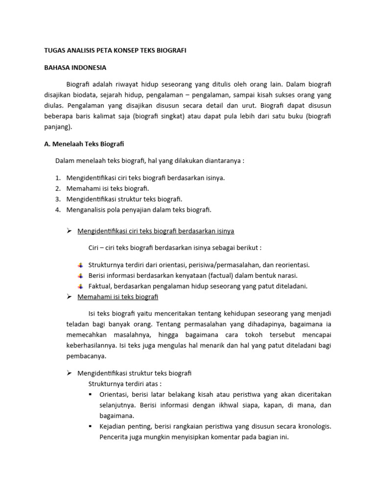 Tugas Analisis Peta Konsep Teks Biografi | PDF