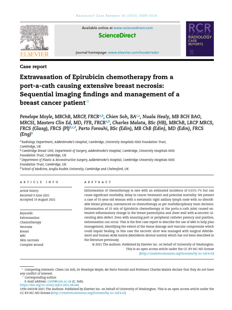 Chemotherapy Extravasation in Breast Cancer | PDF | Breast Cancer ...