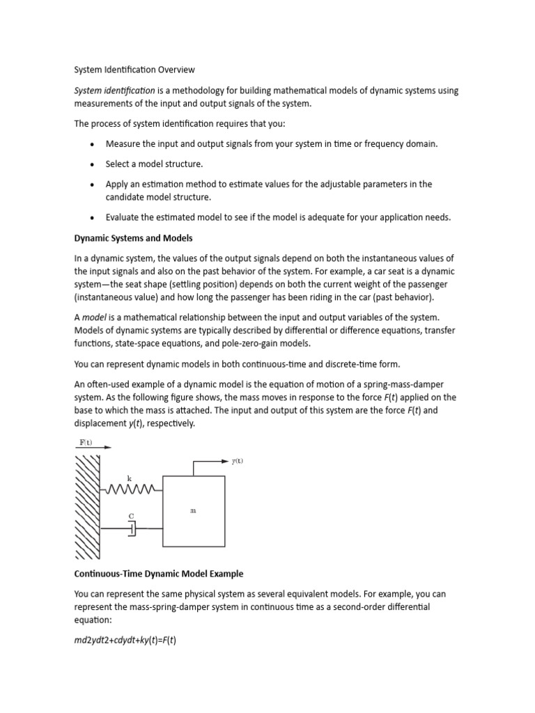 System Identification Overview Download Free Pdf Discrete Time And Continuous Time