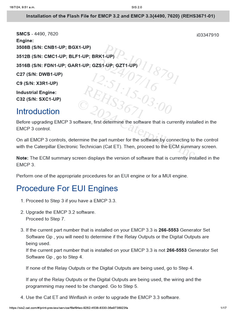 Installation of The Flash File For EMCP 3.2 and EMCP 3.3 (4490, 7620) (REHS3671-01) | PDF ...