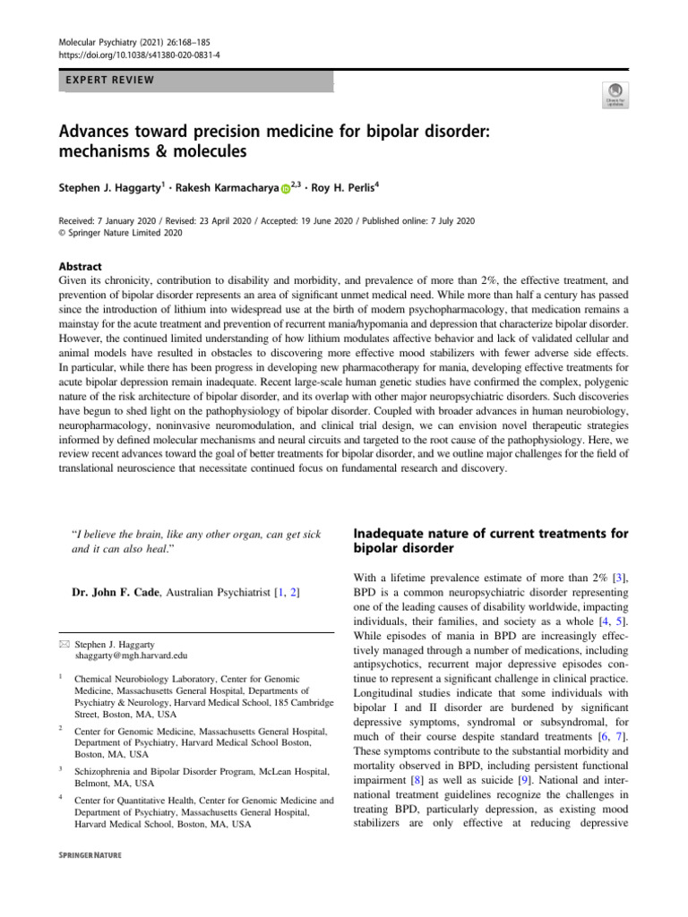 Haggarty Advances Towards Precision Medicine in Bipolar | PDF | Protein ...