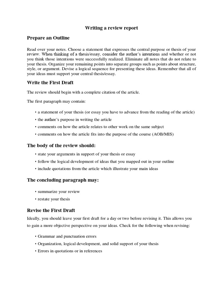 How to Write a Review Report | PDF | Essays | Thesis