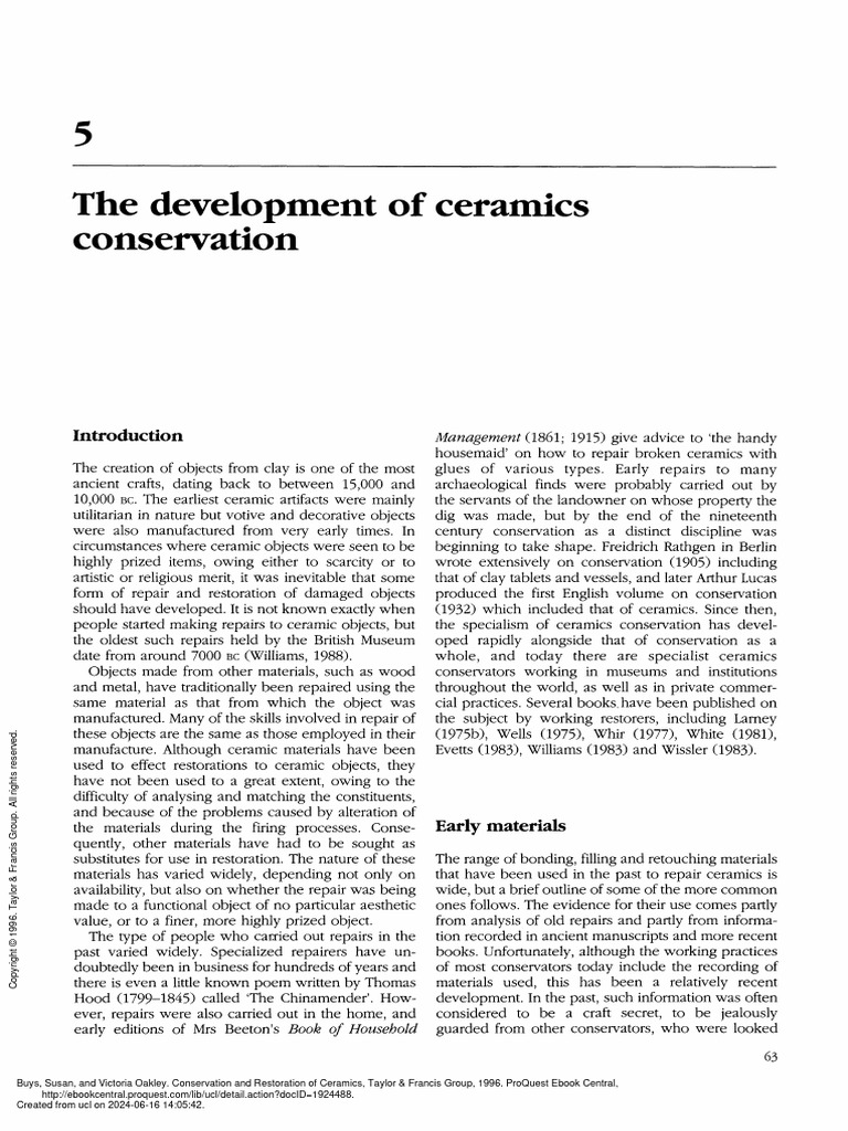 Conservation and Restoration of Ceramics - (5 The Development of ...