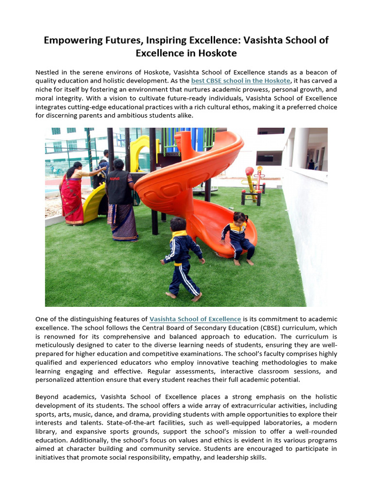 School in Hoskote - Empowering Futures, Inspiring Excellence | PDF | Schools