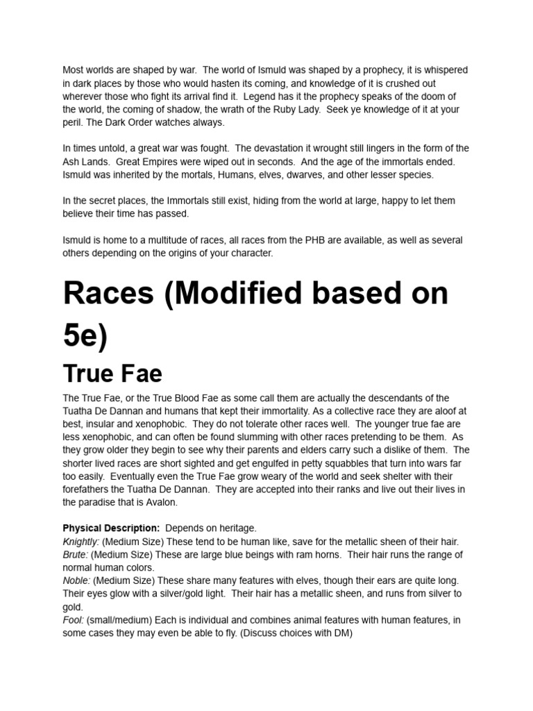 Shadows of The Fae - Player Guide | PDF | Fairies | Elf (Dungeons ...