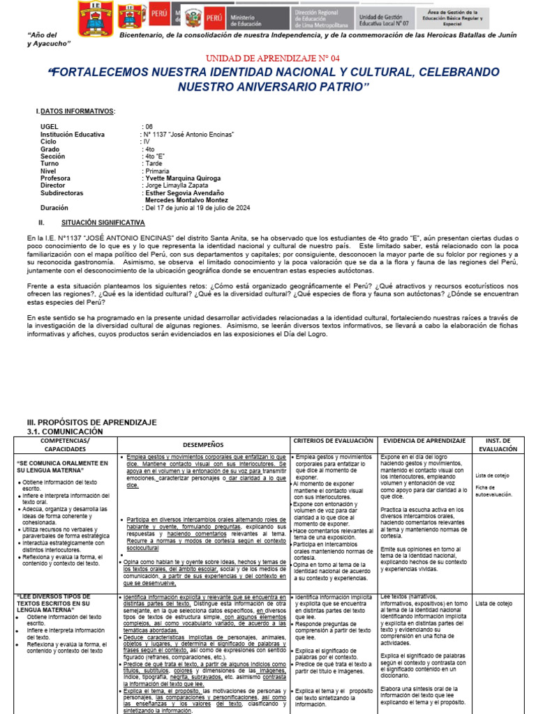 Unidad 4to Grado | PDF | Evaluación | Multiplicación
