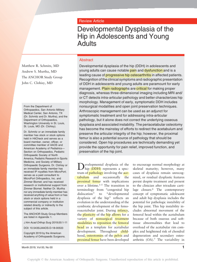 DDH Adult AAOS 2019 | PDF | Hip | Orthopedic Surgery