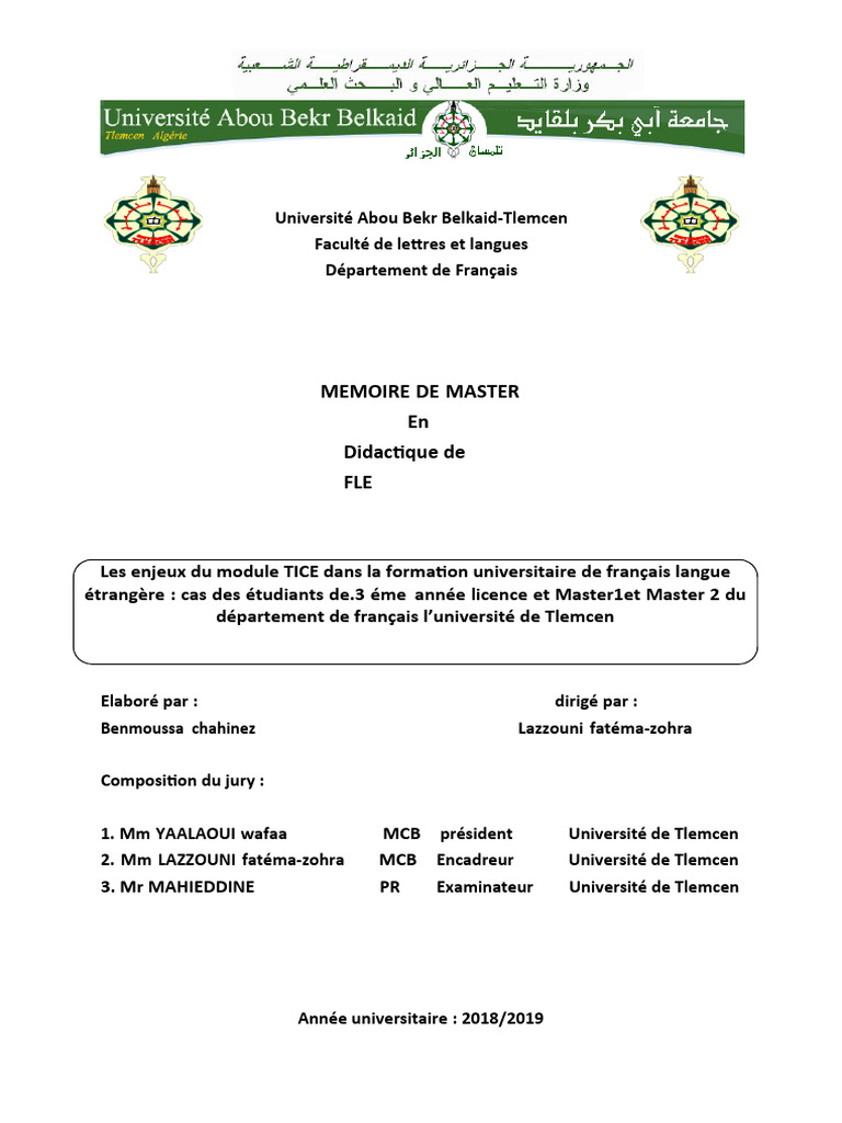 Enjeux des TICE en FLE à Tlemcen | PDF | Pédagogie | Enseignement