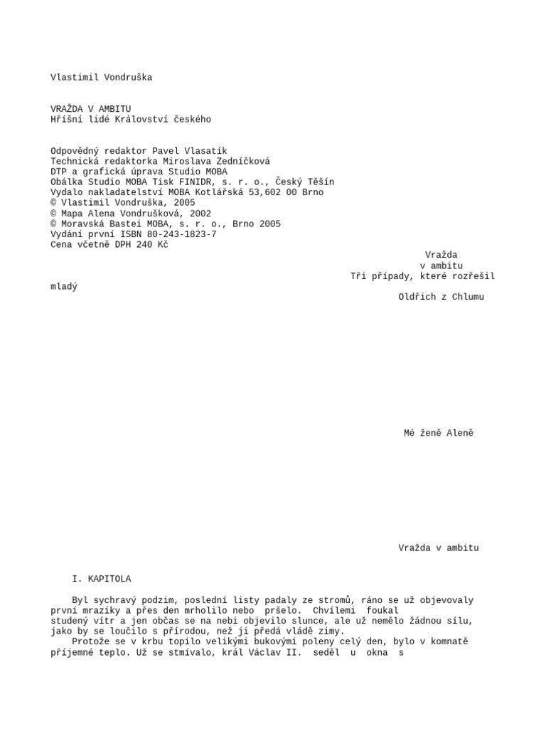 Vondruska Vlastimil 06 Vrazda V Ambitu | PDF