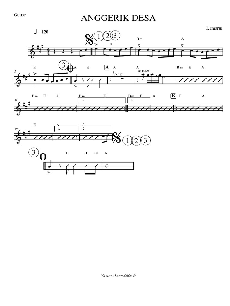 Anggerik Desa - Guitar | PDF