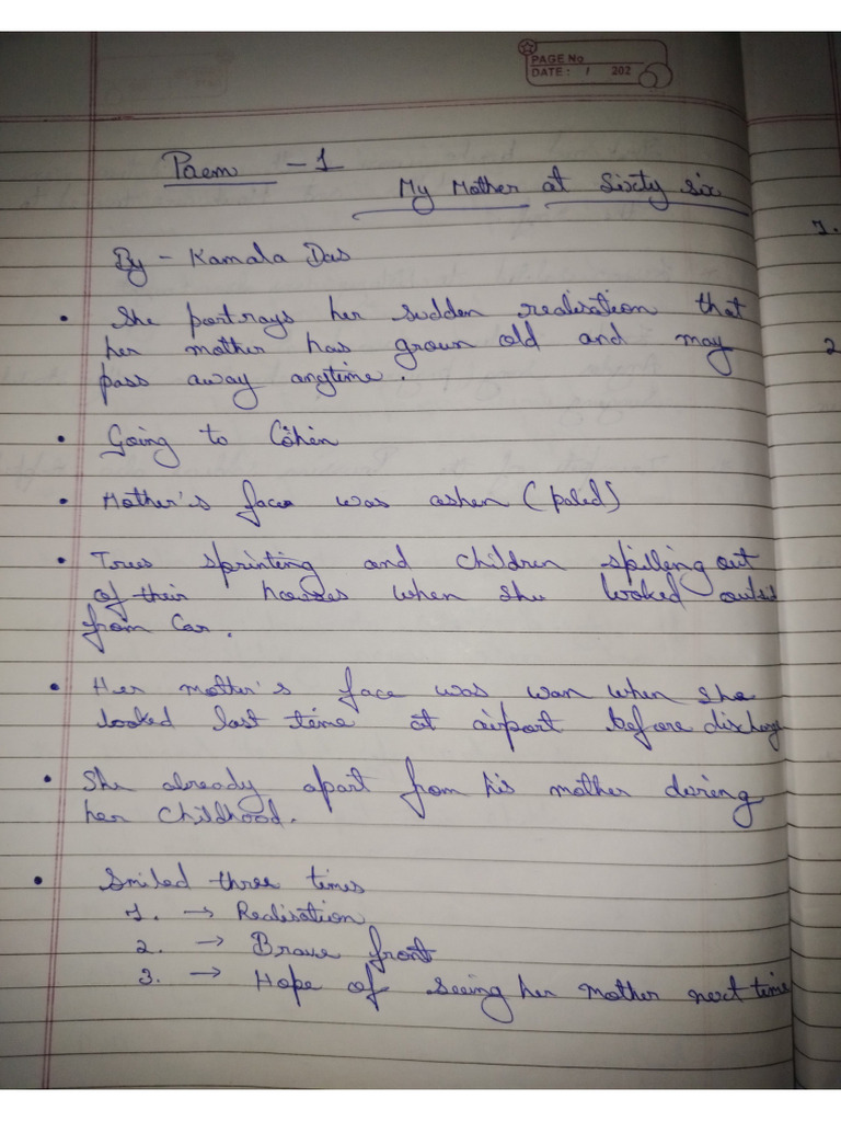 My Mother at Sixty Six Notes | PDF