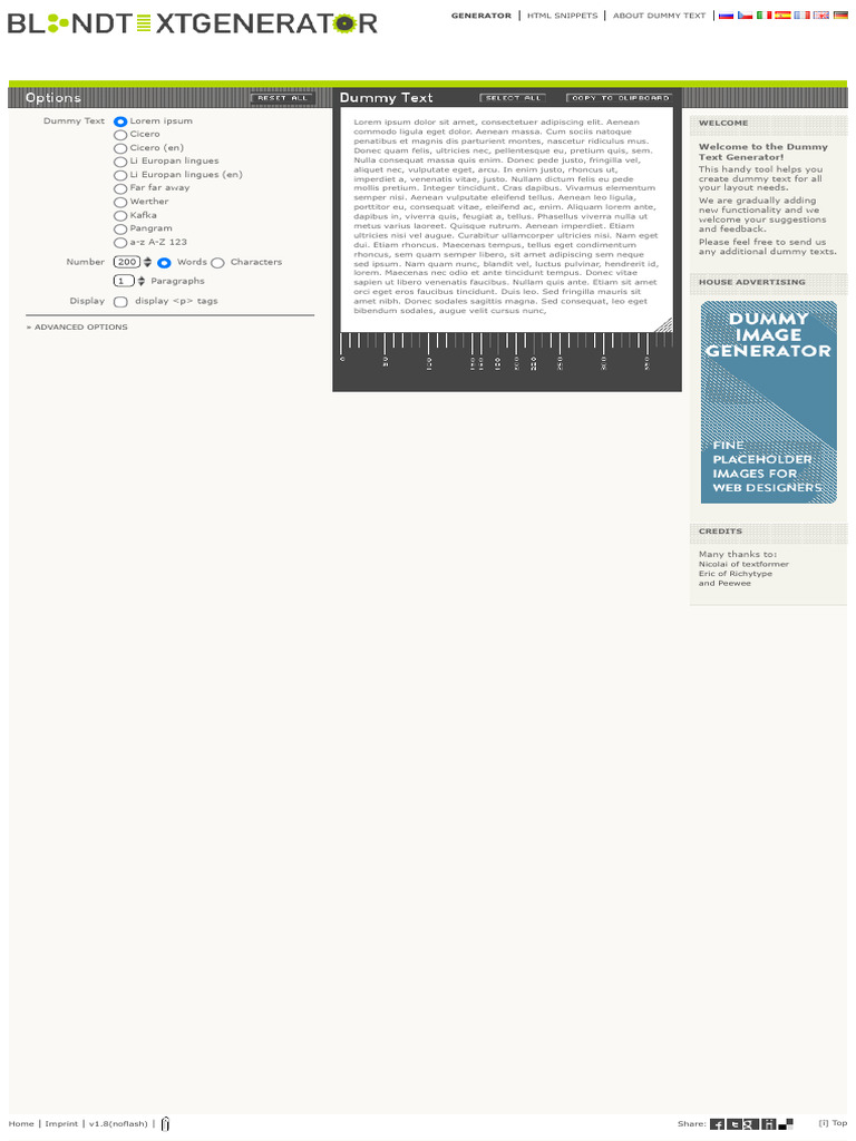 Dummy Text Generator Lorem Ipsum For Webdesigners | PDF