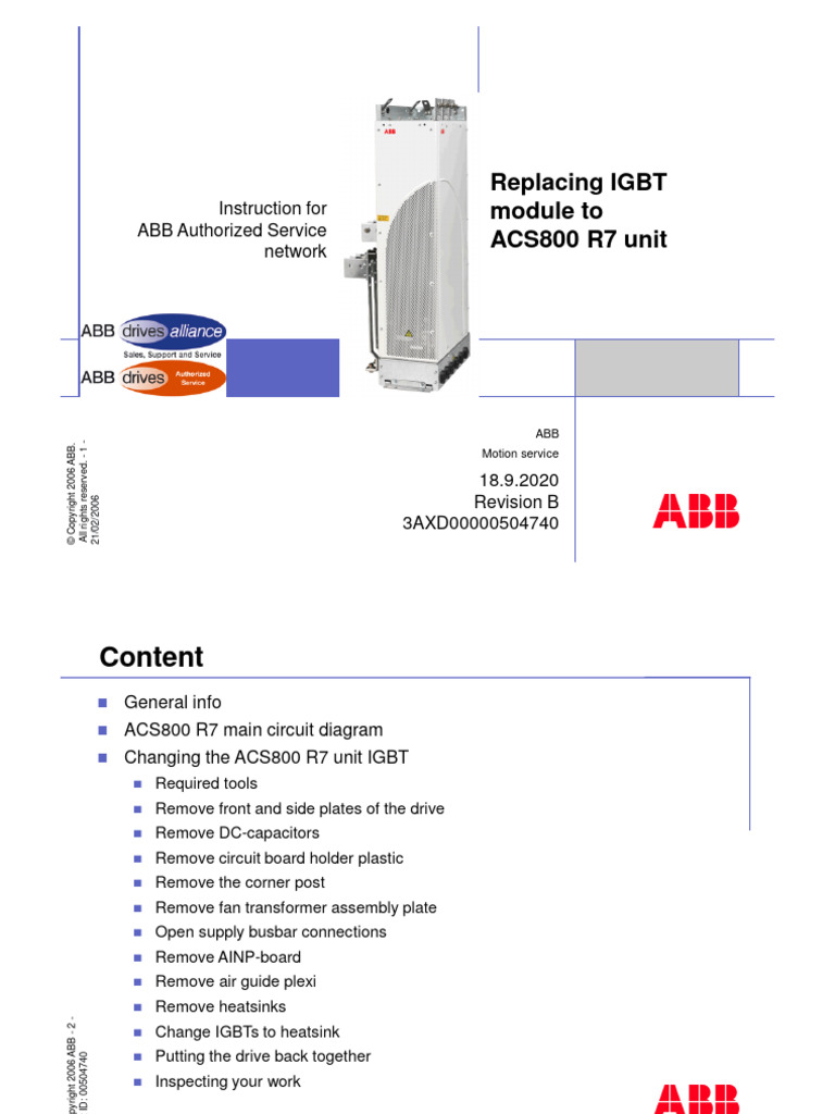 ACS800 R7 Instructions For Replacing IGBT Module 3AXD00000504740 | PDF ...