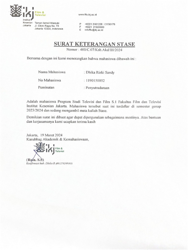 Surat Keterangan Stase | PDF