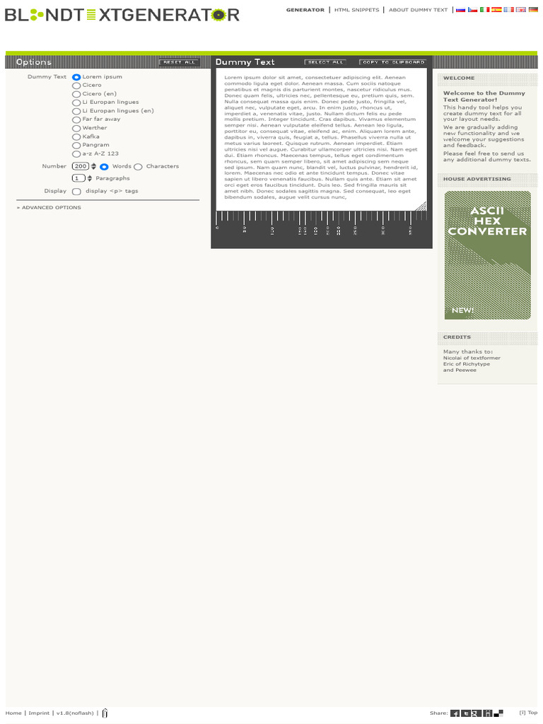 Dummy Text Generator Lorem Ipsum For Webdesigners | PDF