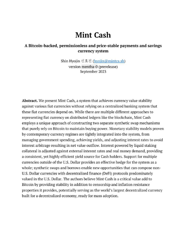 Mint Cash Whitepaper | PDF | Aggregate Demand | Money