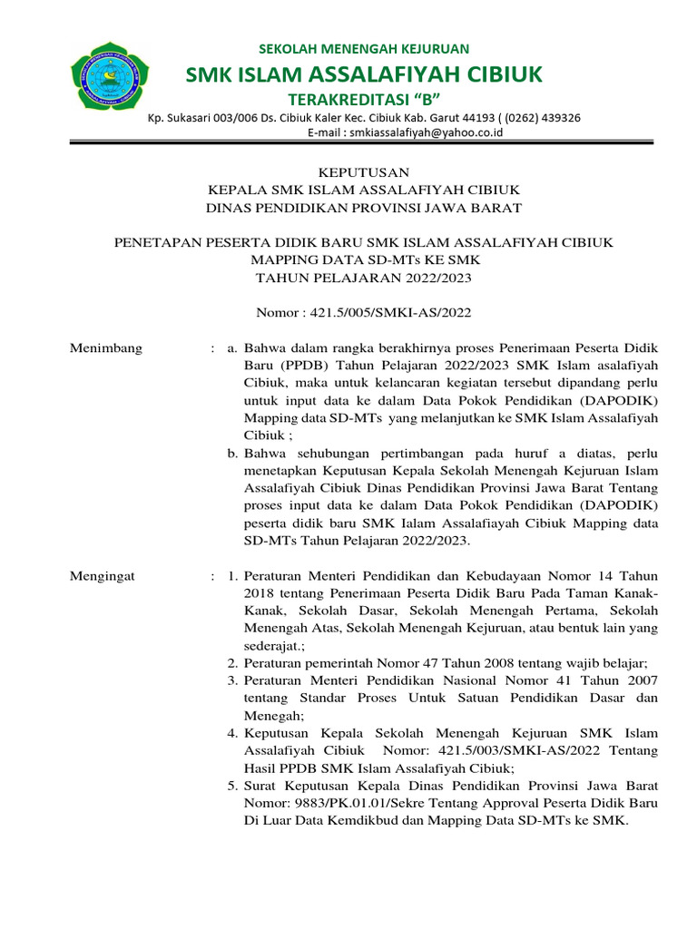 SK PPDB 2022-2023 Sd-MTs | PDF
