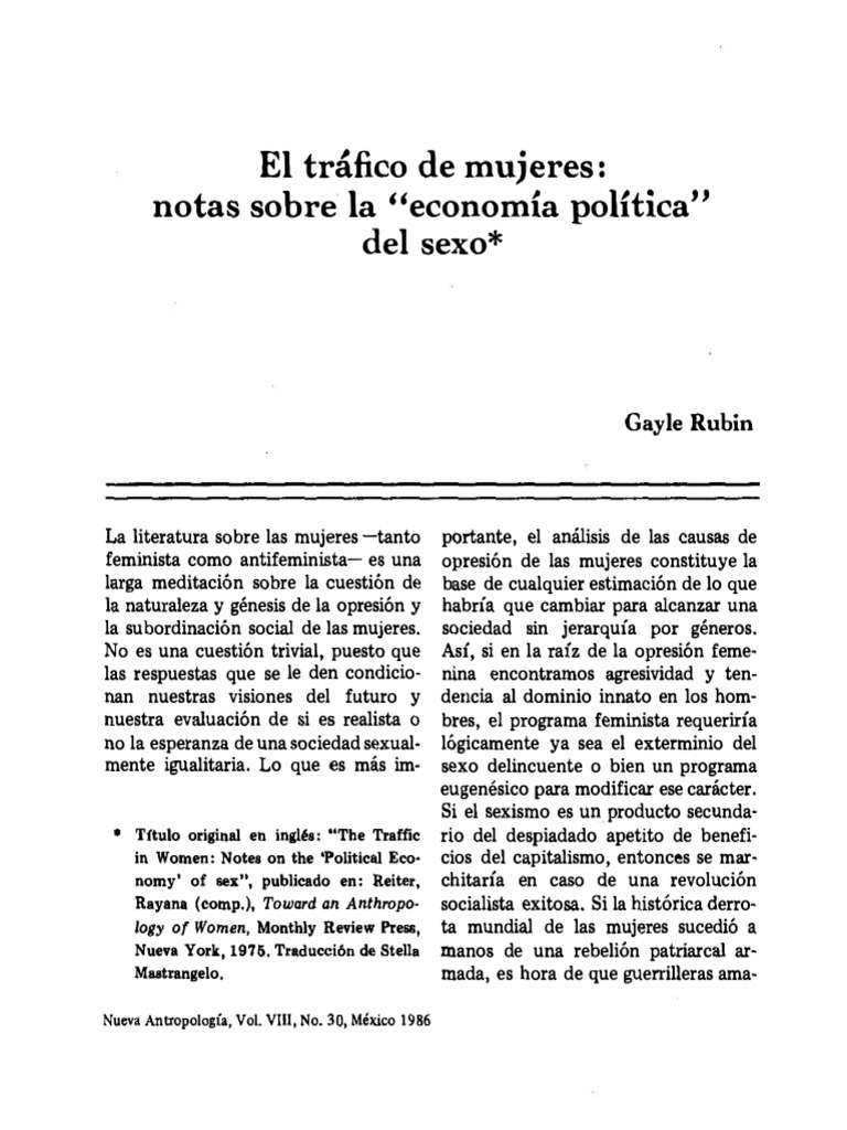 El Tráfico de Mujeres - Gayle Rubin, 1975 | PDF | Capital (economía ...