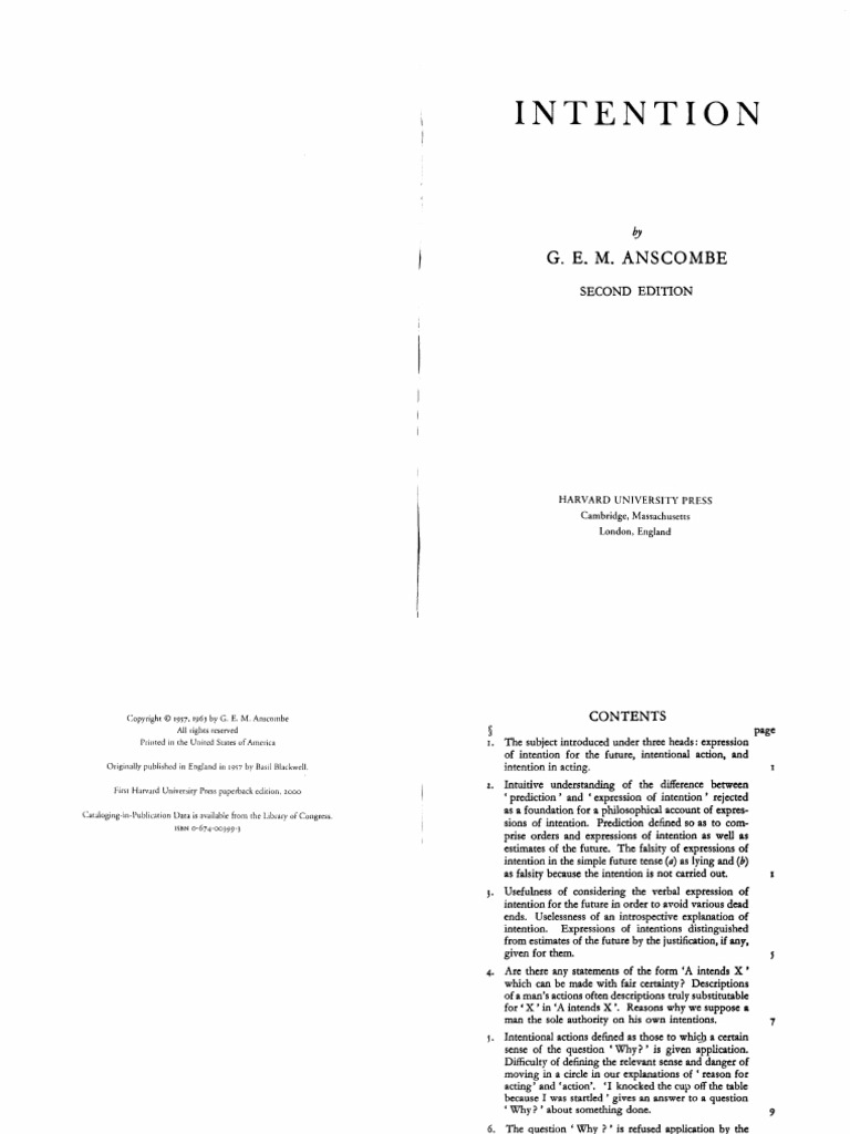 04 - GEM Anscombe Intention 2 Ed (1957) | PDF | Intention | Reason