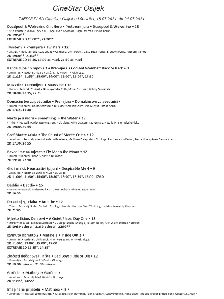 CineStar Osijek 18.07.2024 | PDF