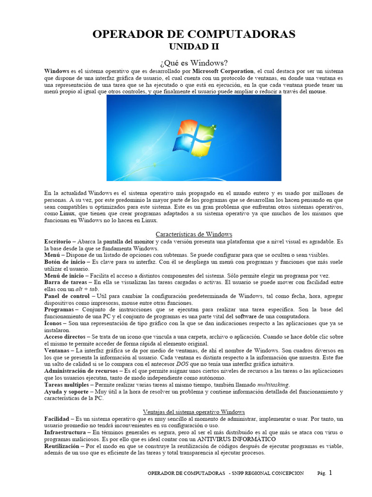 UNIDAD 2 | PDF | Microsoft Windows | Sistema operativo