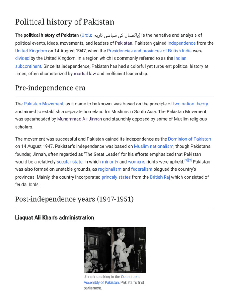 Political History of Pakistan Overview | PDF | Zulfikar Ali Bhutto ...