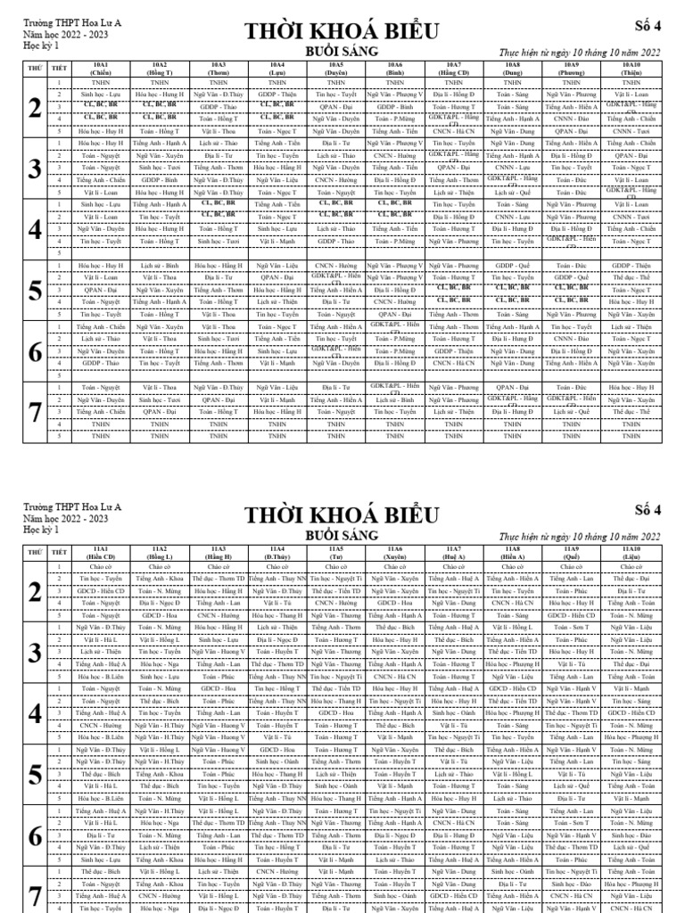 TKB SANG SO 4 TOAN TRUONG | PDF