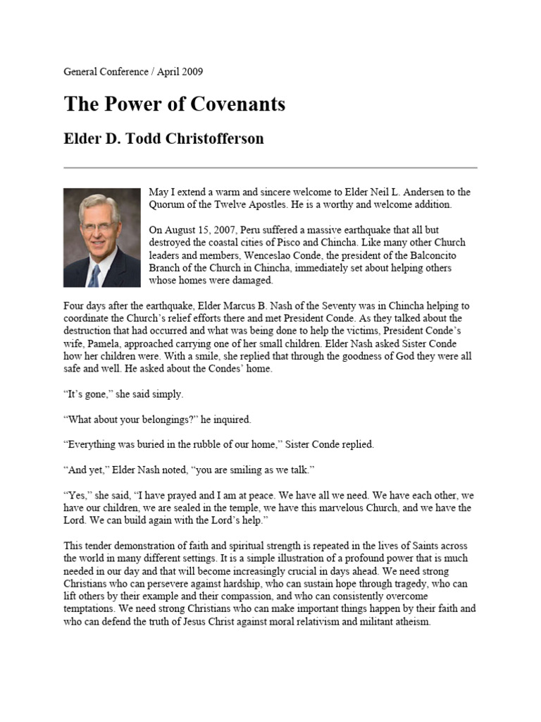 The Power of Covenants - Elder Christofferson (FDREL200-03) | PDF ...
