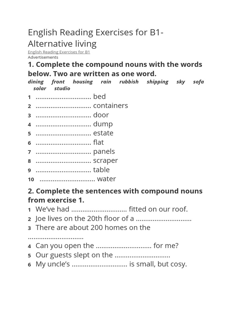 English Reading Exercises for B1 | PDF | Hiking | Trail