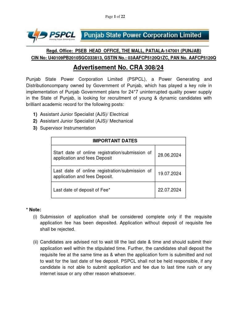 PSPCL Recruitment 2024 | PDF | Multiple Choice