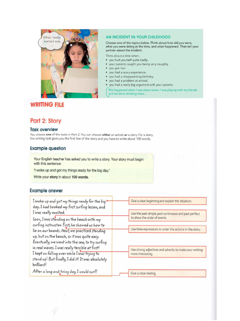 ENGLISH FILE INTERM. PLUS - UNIT 3 TELLING AN ANECDOTE ABOUT YOUR CHILDHOOD | PDF