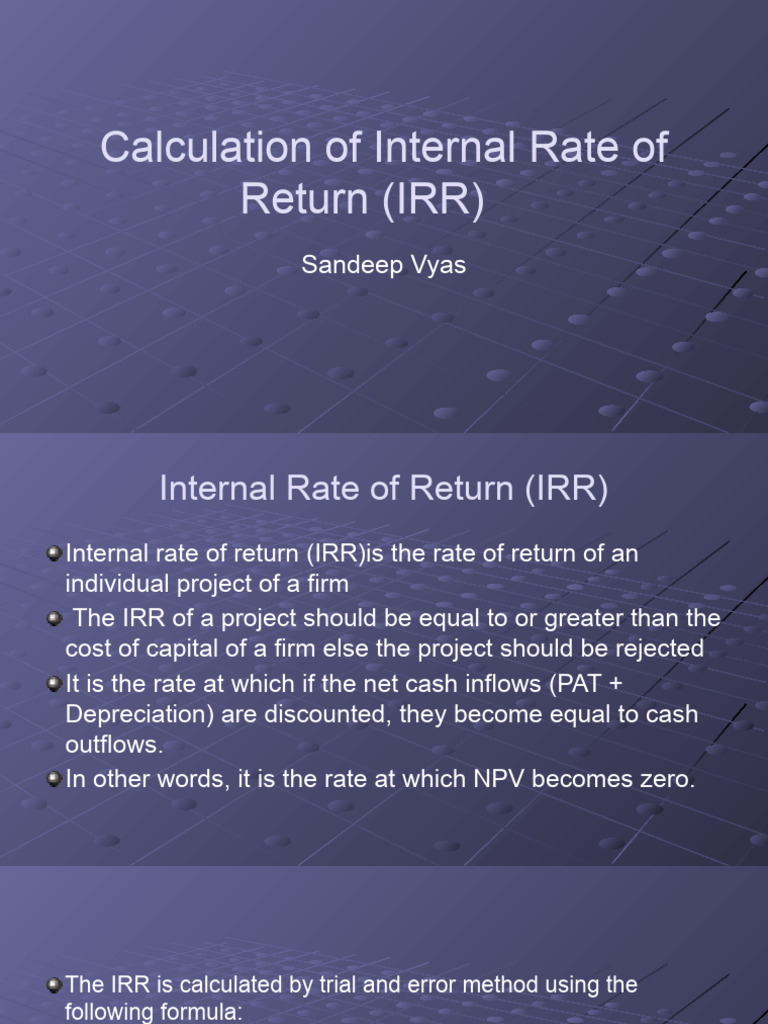 IRR Calculation | PDF | Internal Rate Of Return | Net Present Value IRR Calculation | PDF | Internal Rate Of Return | Net Present Value