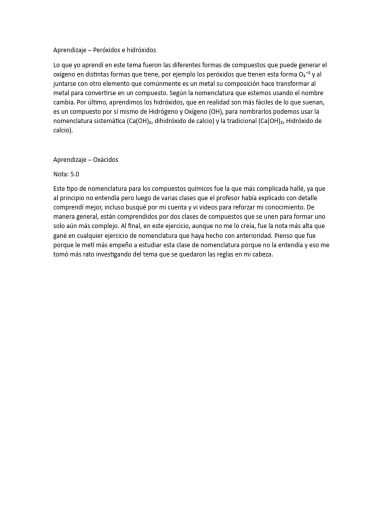 Aprendizaje de química | PDF