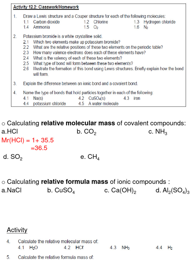 Calculating Molecular Mass and Changes | PDF | Mole (Unit) | Chemical ...