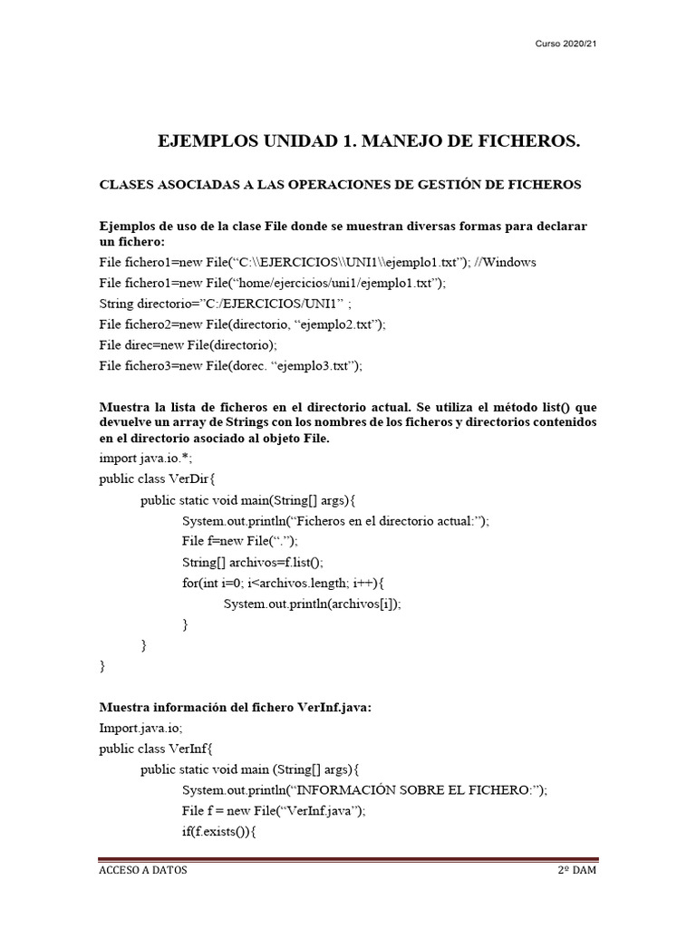Ejemplos UT 1. Manejo de Ficheros | PDF | Xml | Java (lenguaje de programación)