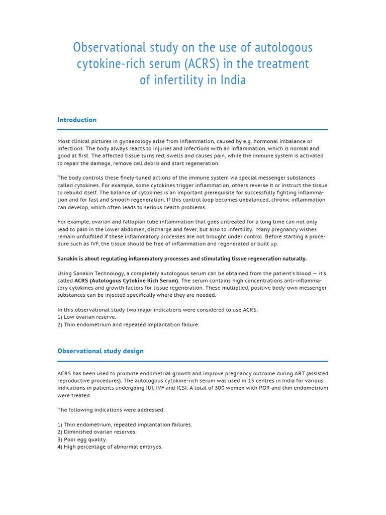 Sanakin Factsheet Study Gyn EN-IN | PDF | In Vitro Fertilisation ...