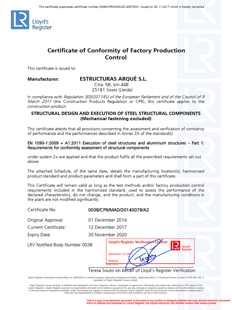 Estructuras-Arque-1090-Certificado-Ingles_R3_Dec17-signed | PDF
