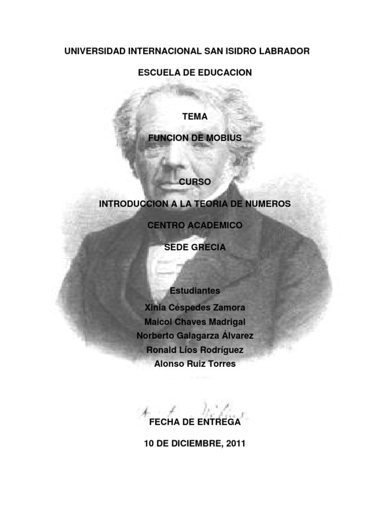 Funcion Mobius | PDF | Número primo | Teoría de los números