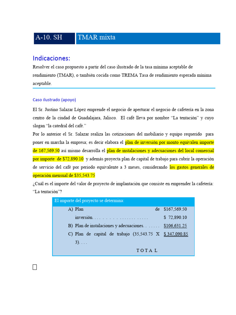 Cálculo de TMAR para Cafetería y Cremería | PDF | Sector privado | Dinero