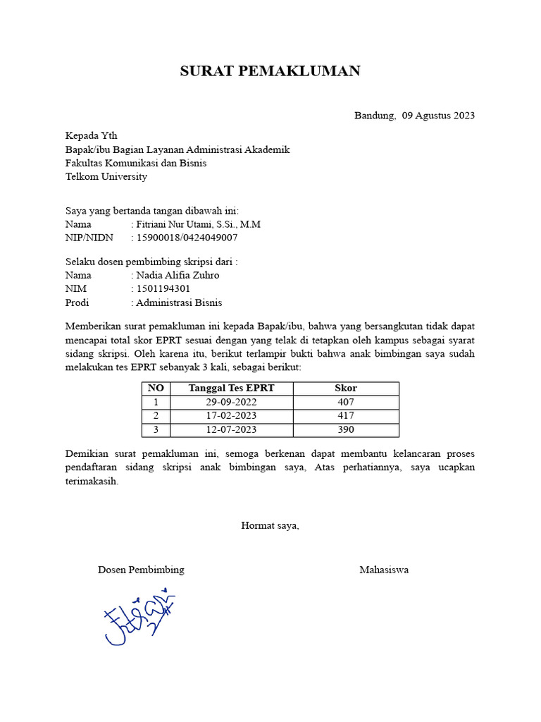 Surat Pemakluman | PDF