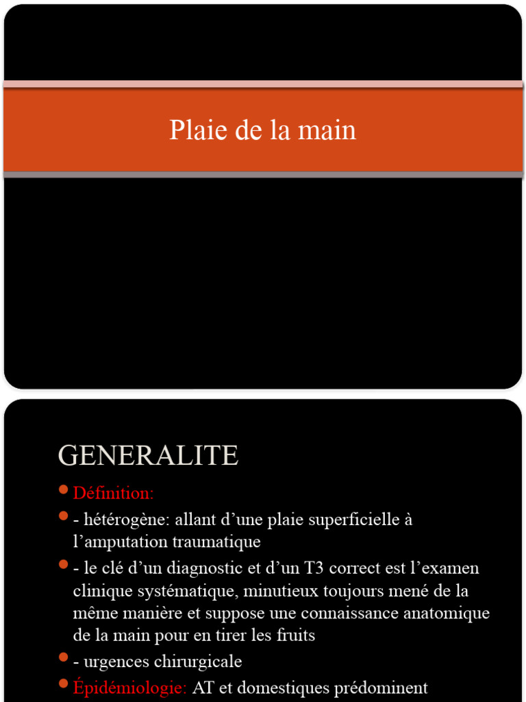 Prise en charge des plaies de la main | PDF | Cicatrice | Plaie